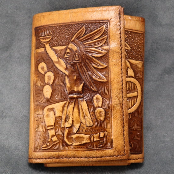 mexican tooled leather wallet - Gem