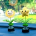 Crochet Smiley Sun & Star Flower Car Accessories, Car Plant Bobblehead ...