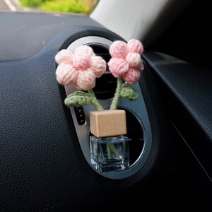 Crochet Daisy Car Diffuser, Car Plant Vent Clip, Flower Car Air ...
