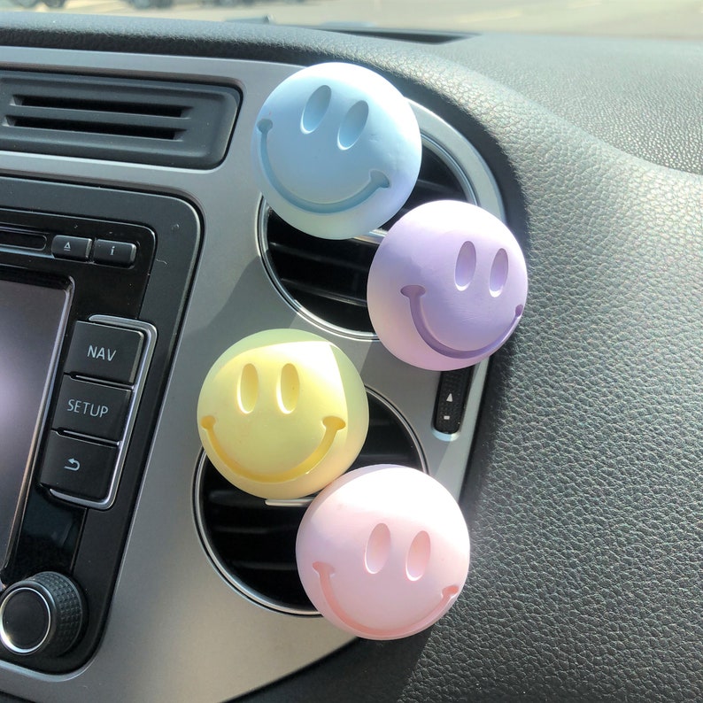 Pastel Smiley Face Car Air Freshener Vent Clip, Set of 2 - Etsy New Zealand