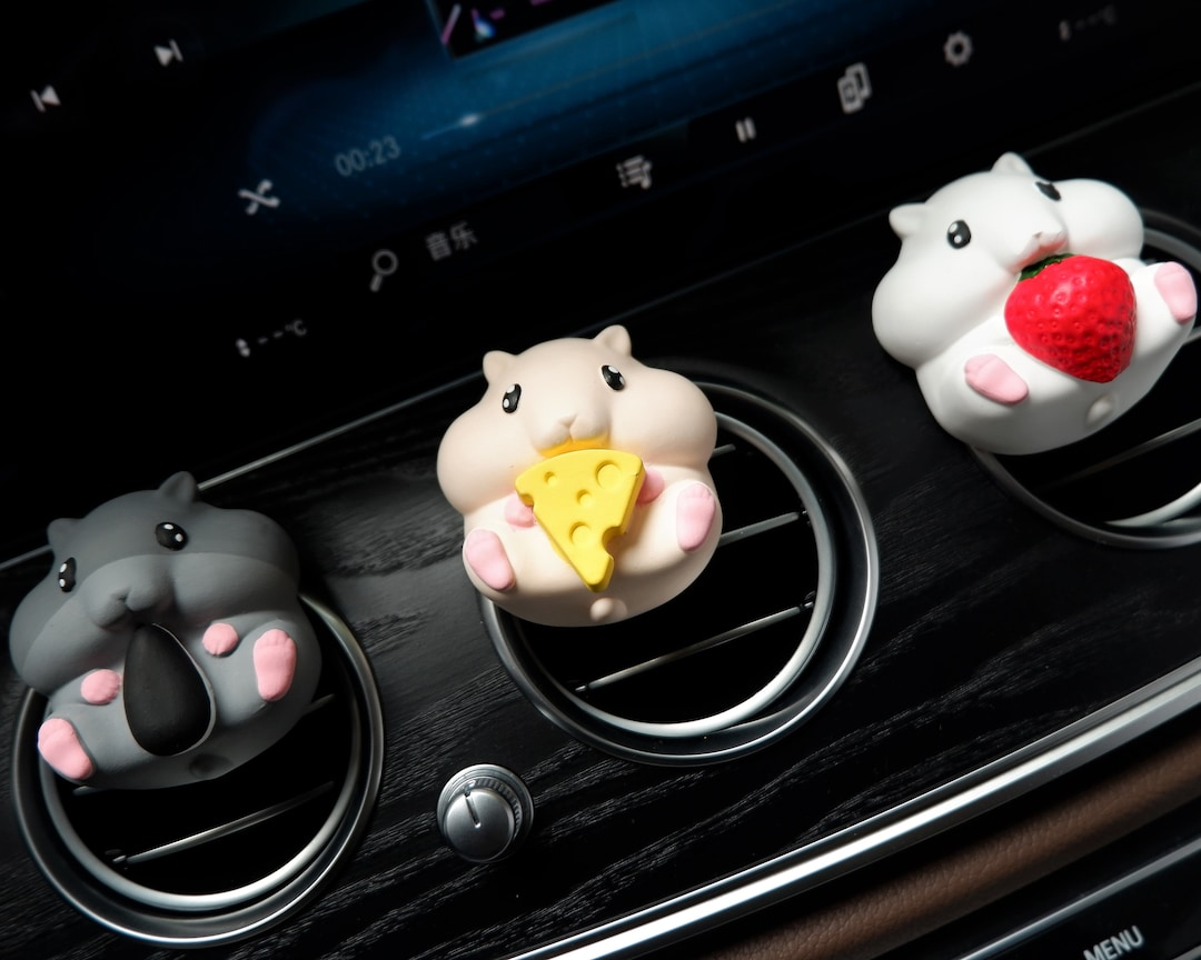 2pcs Cute Hamster Car Air Freshener, Kawaii Cheese/strawberry Hamsters ...