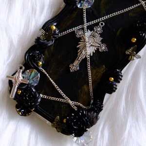 Decoden Phone Case, Black Baroque Phone Case, Cross/rose/chain 3D Phone ...
