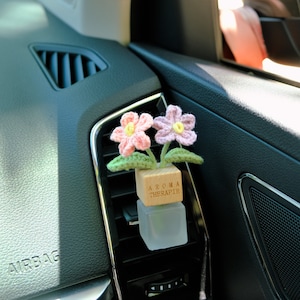 Crochet Forget Me Not Car Diffuser Bottle, Crochet Flower Vent Clip ...