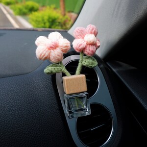 Crochet Daisy Car Diffuser, Car Plant Vent Clip, Flower Car Air ...