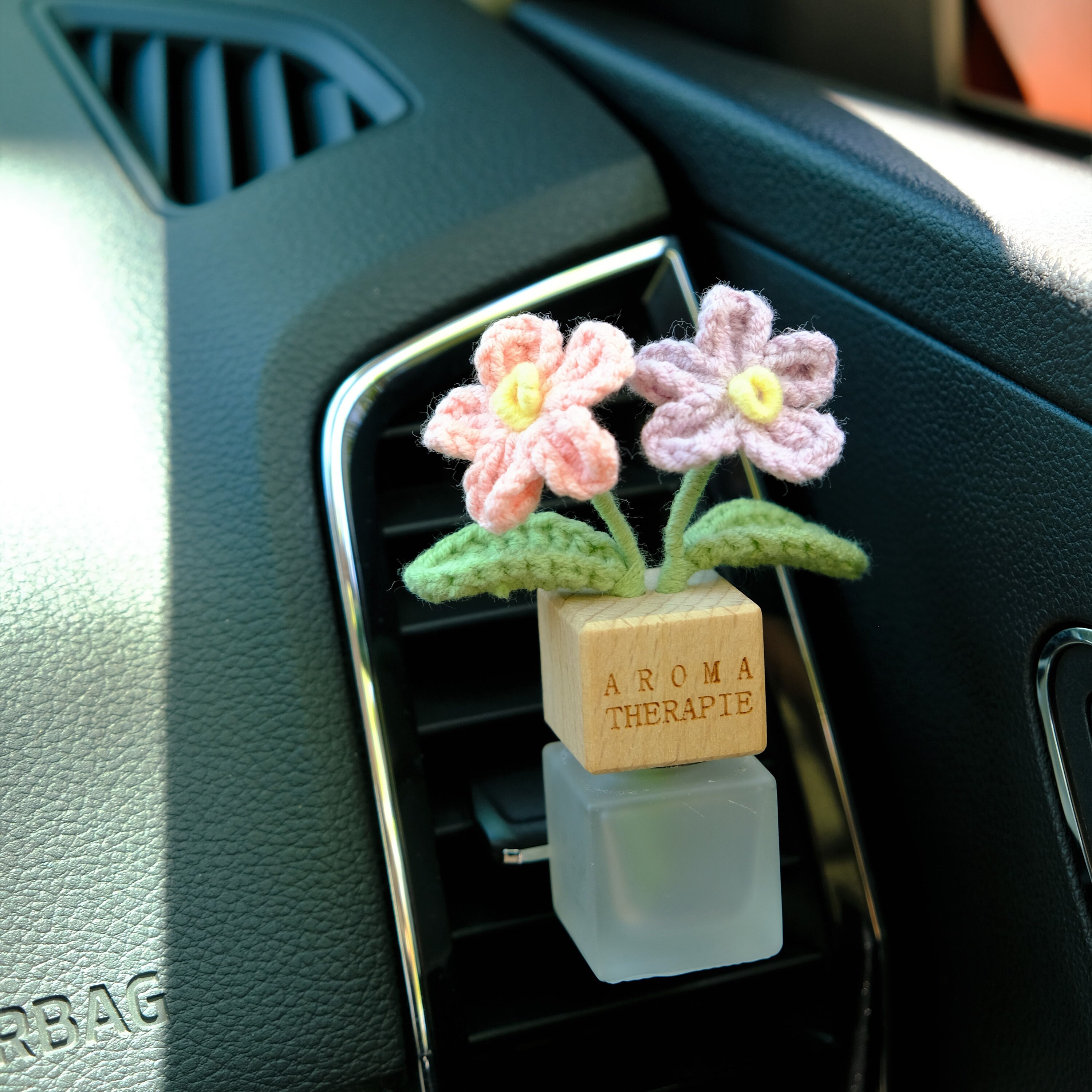 Crochet Forget Me Not Car Diffuser Bottle, Crochet Flower Vent Clip ...