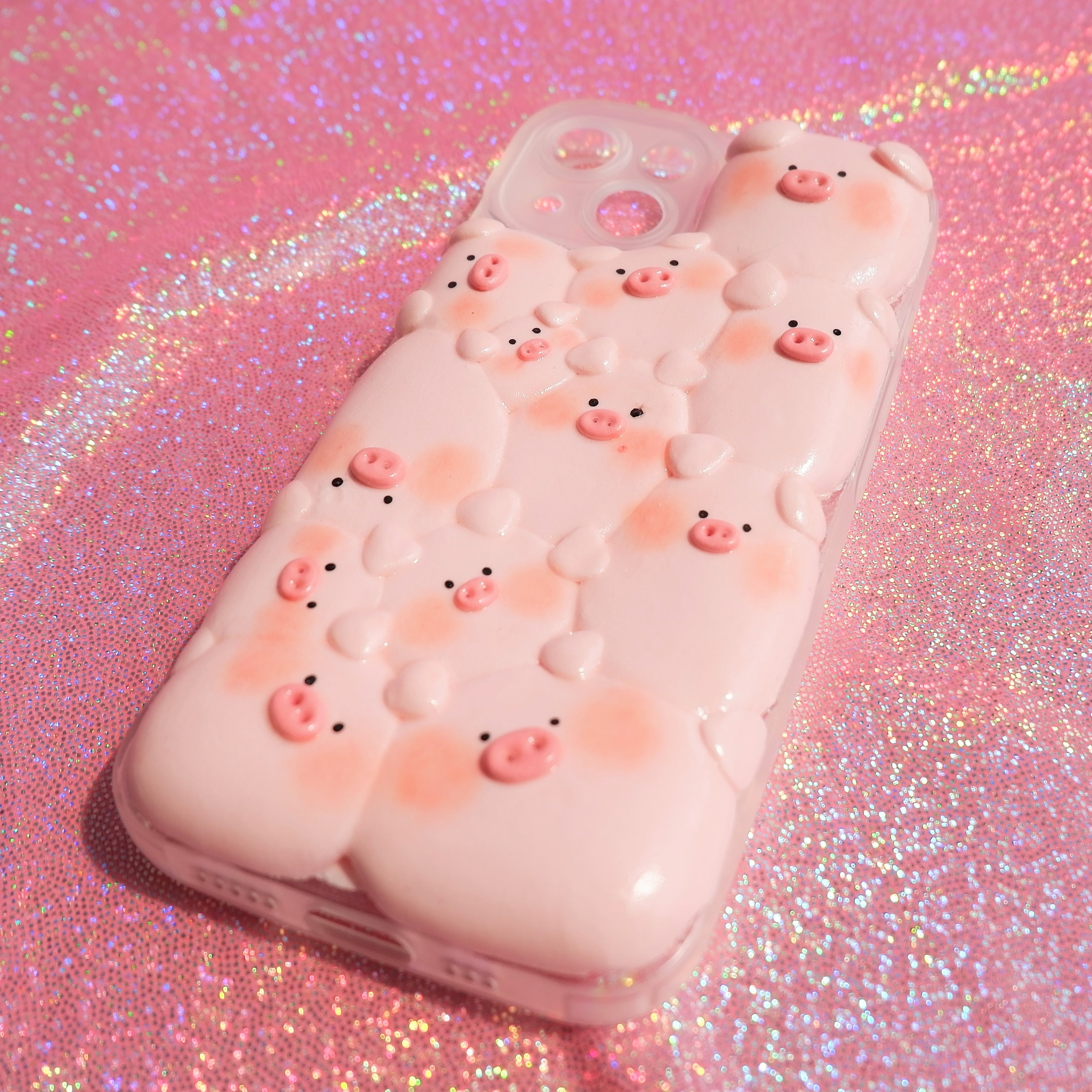 Clay Phone Case, Pink Pig Phone Case, Custom 3D Phone Case, Animal ...