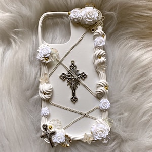 Decoden Phone Case, Black Baroque Phone Case, Cross/rose/chain 3D Phone ...