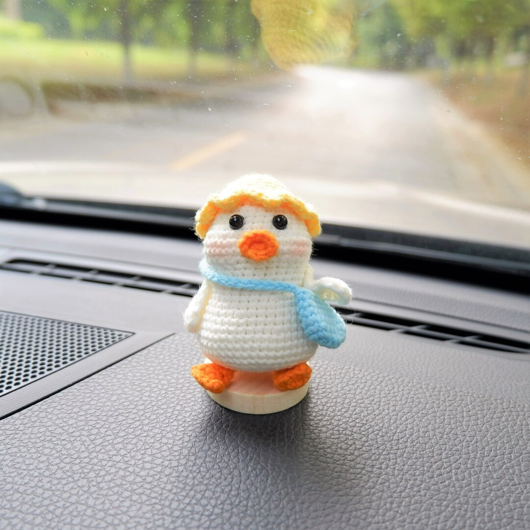 Crochet Duck Amigurumi, Duck Mailman Car Dashboard Decor, Car Dashboard ...