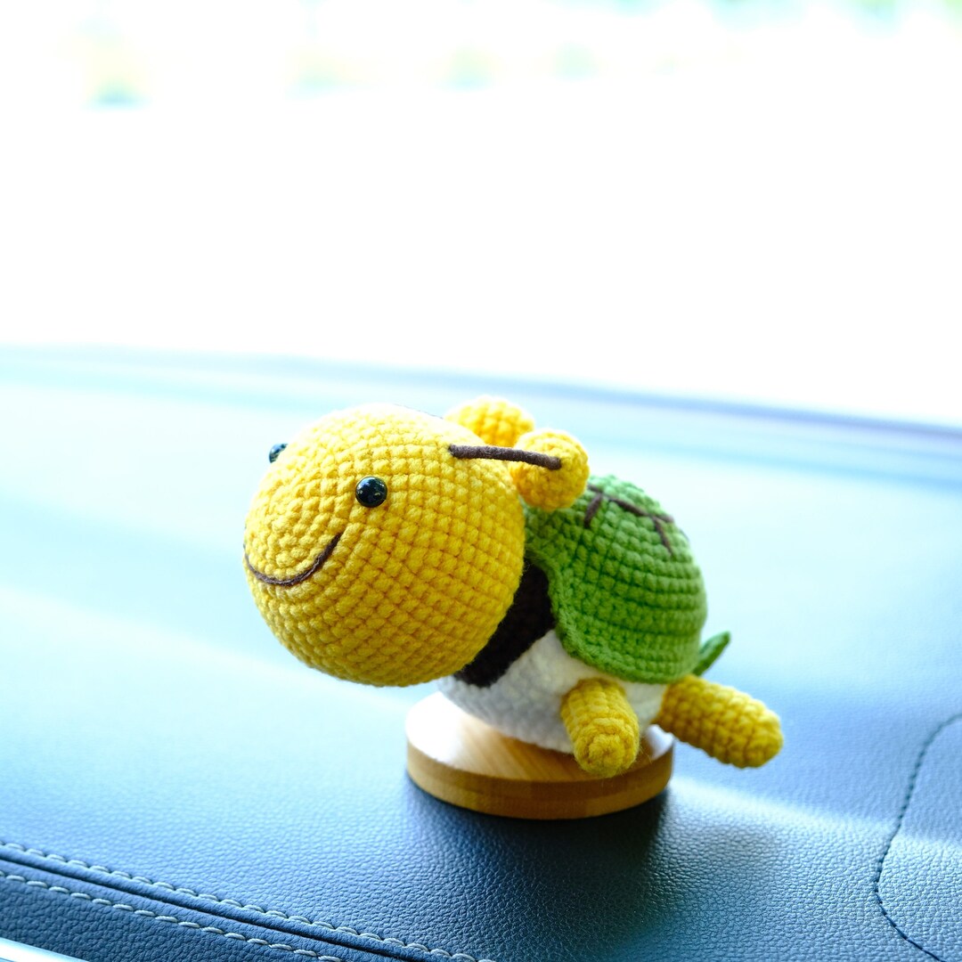 Crochet Bee Turtle Car Decor: Handmade Car Dashboard Accessories - Etsy