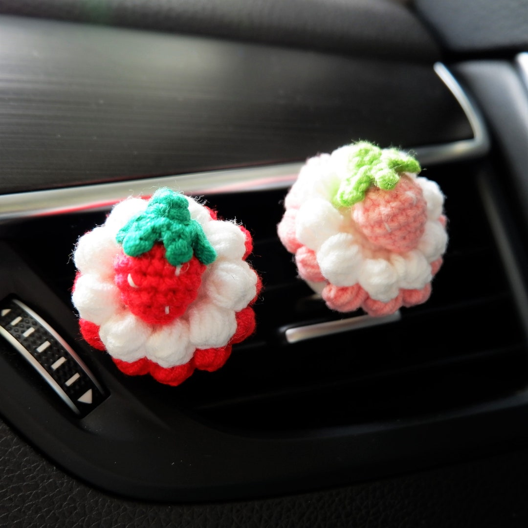 Crochet Strawberry Car Air Freshener, Strawberry/watermelon/grape Pie ...