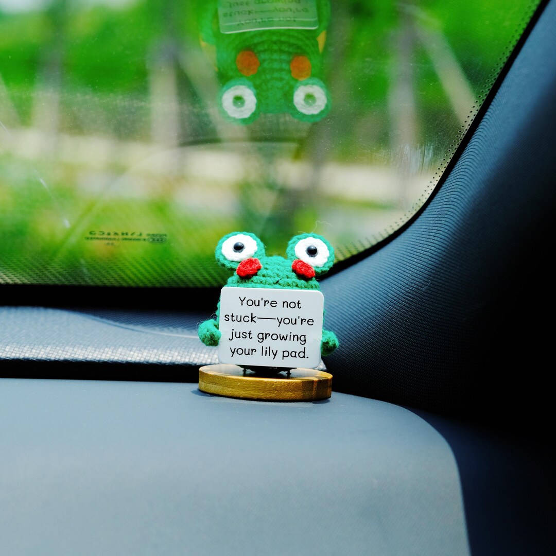 Crochet Emotional Support Frog: Custom Car Dashboard Decor, Unique ...