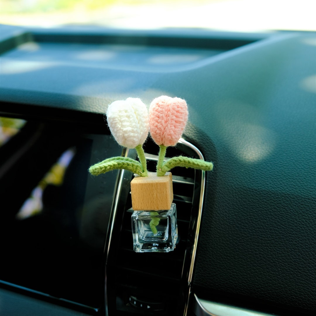 Crochet Tulips Car Diffuser, Car Plant Vent Clip, Car Air Freshener ...