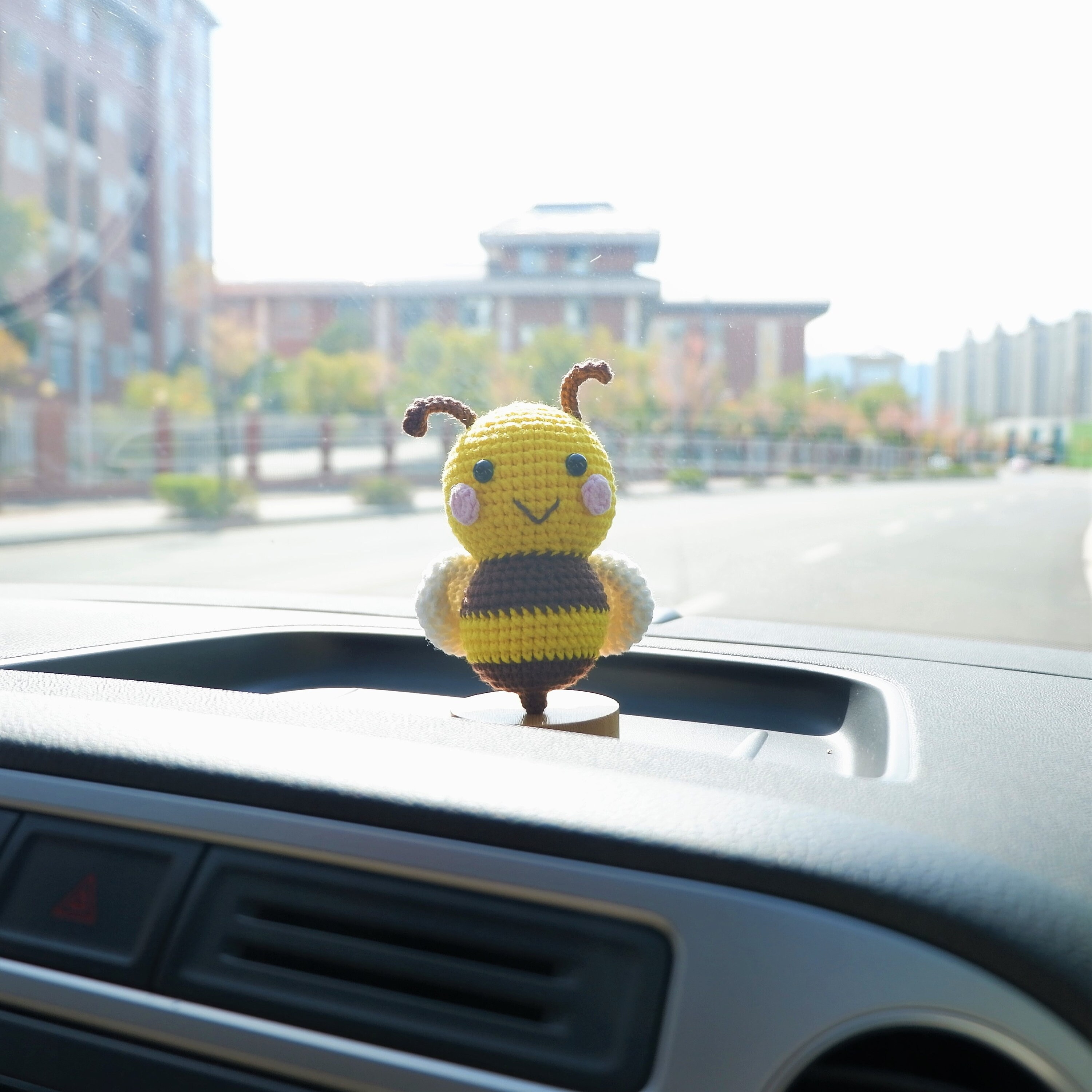 Crochet Honey Bee Car Dashboard Decor, Smiley Bee Car Dashboard ...