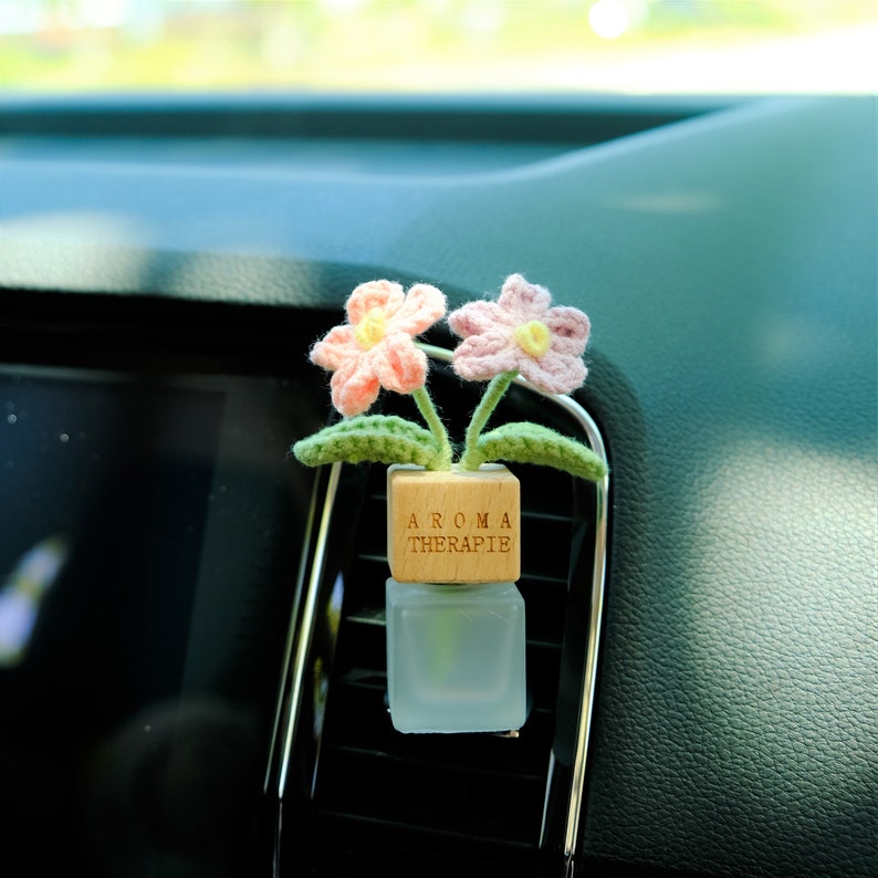Crochet Forget Me Not Car Diffuser Bottle, Crochet Flower Vent Clip ...