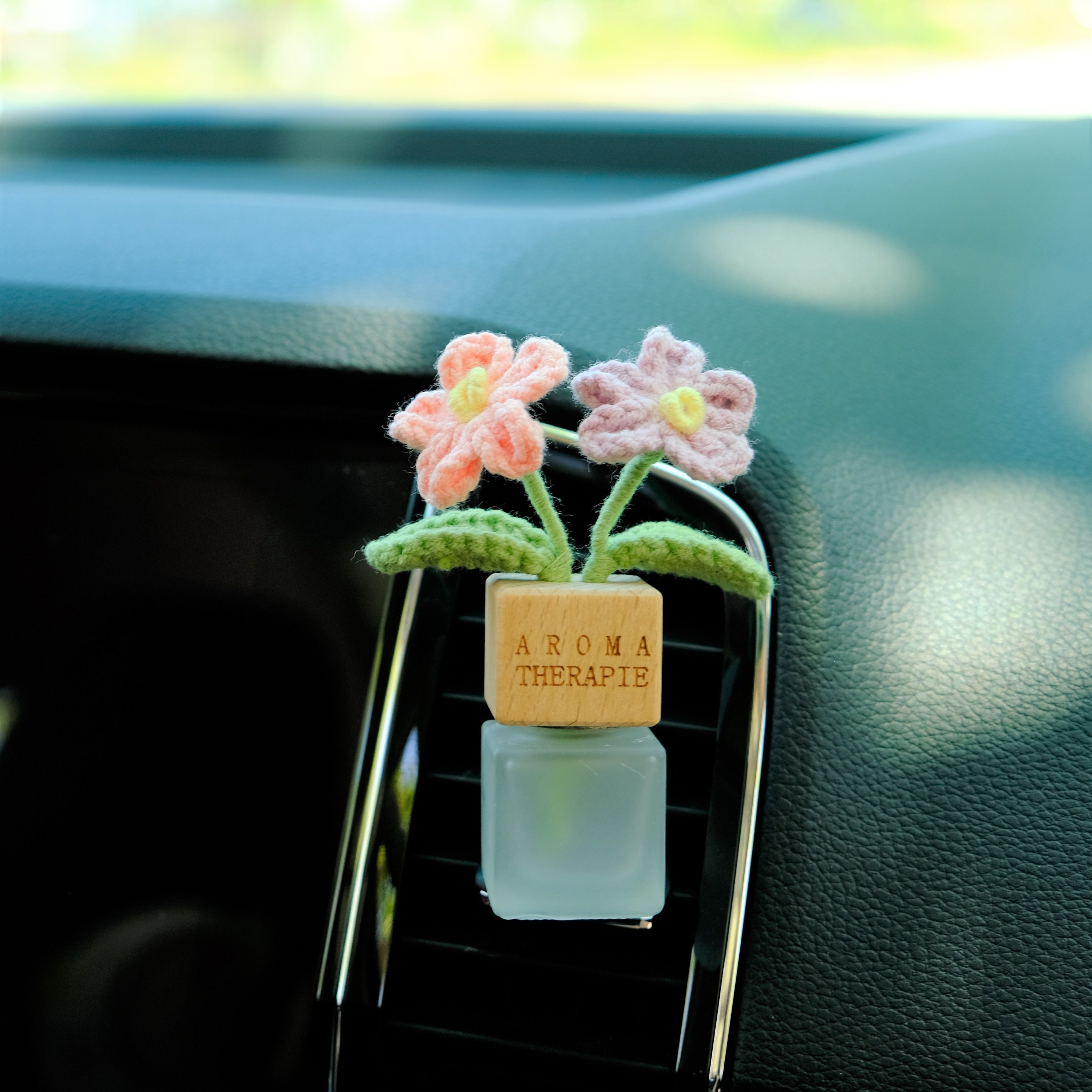 Crochet Forget Me Not Car Diffuser Bottle, Crochet Flower Vent Clip ...