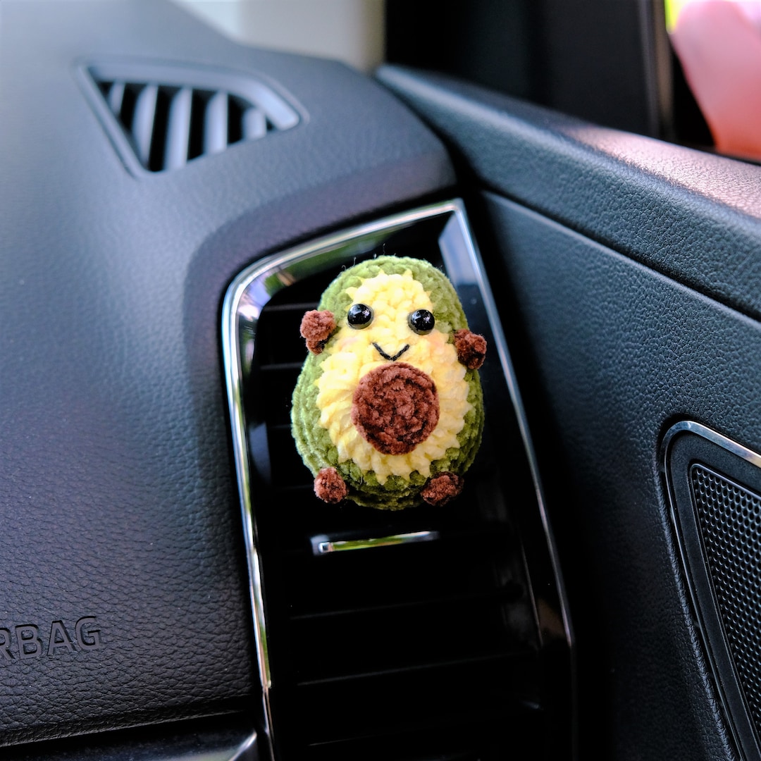 Crochet Avocado Car Vent Clip, Smiley Avocado Car Air Freshener ...