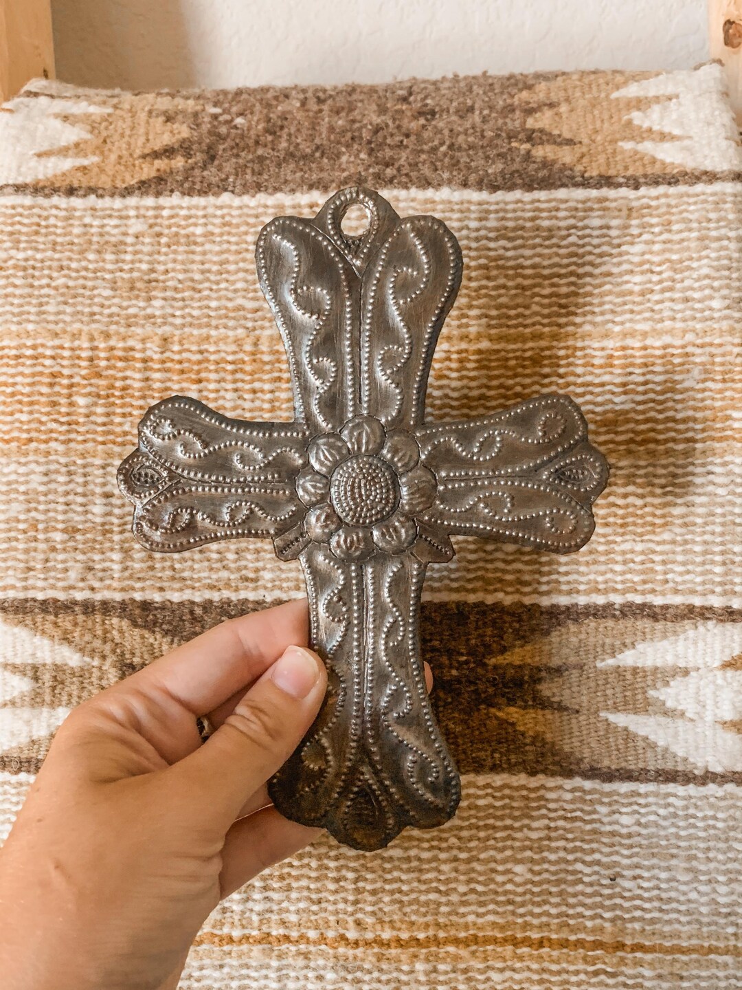 Vintage Wall Hanging,mexican Tin Cross,hanging Cross,wall Decor,made in ...