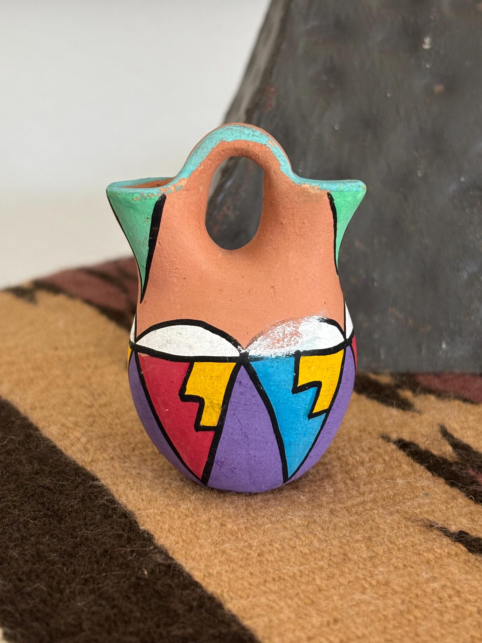 Native American Pottery,pottery,navajo Pot,chalkpot,blue Pottery,orange ...