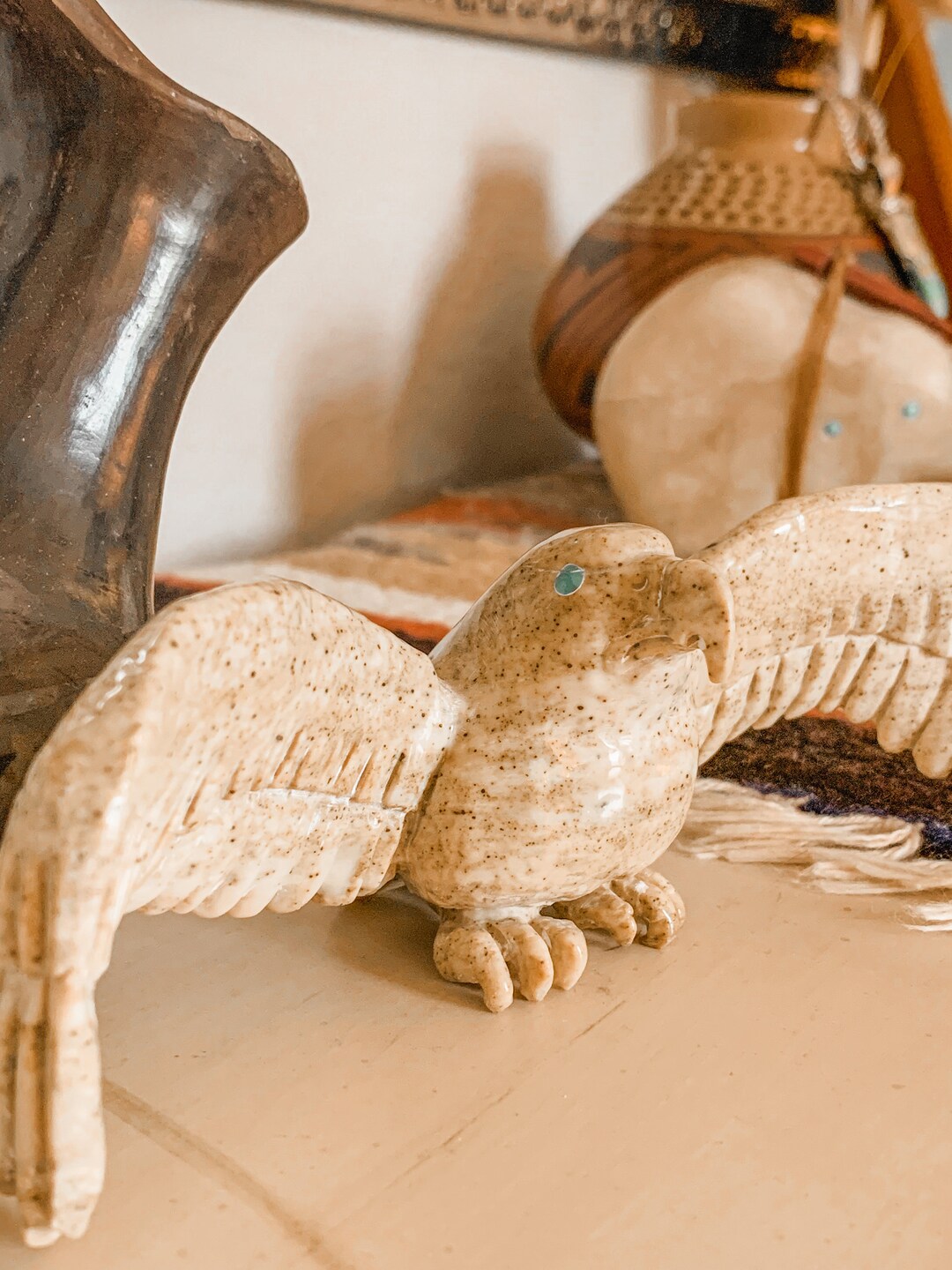 Vintage Zuni Carved Eagle,large Eagle Fetish Figurine,eagle Carving ...