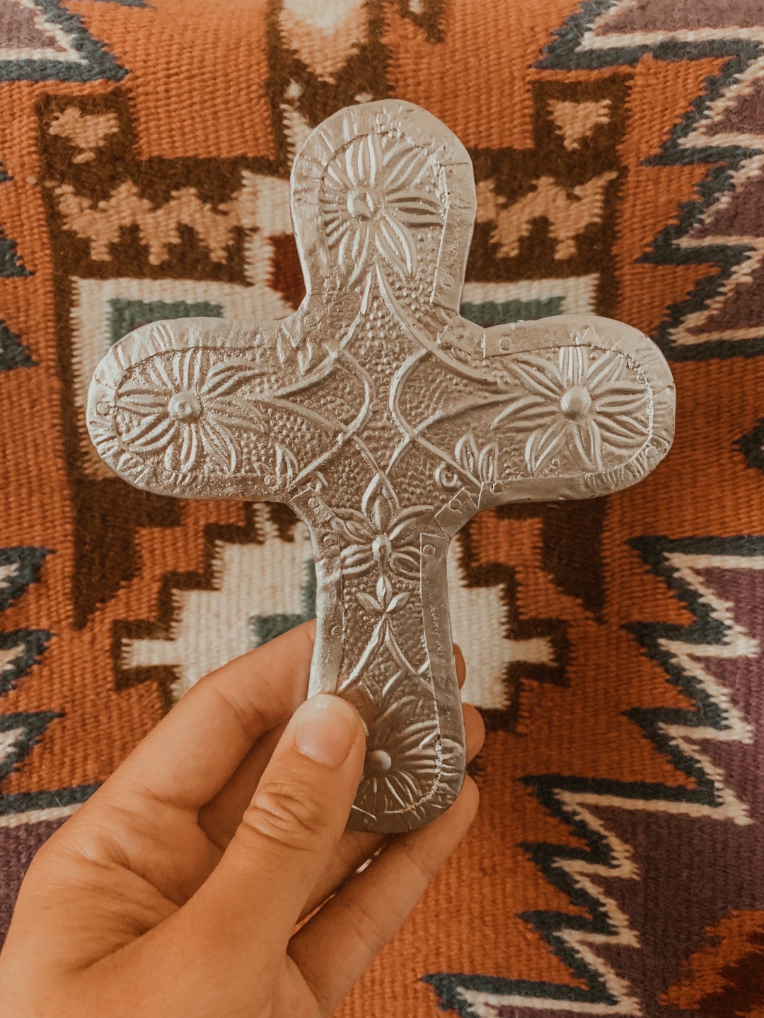 Vintage Wall Hanging,mexican Tin Cross,hanging Cross,wall Decor,made in ...