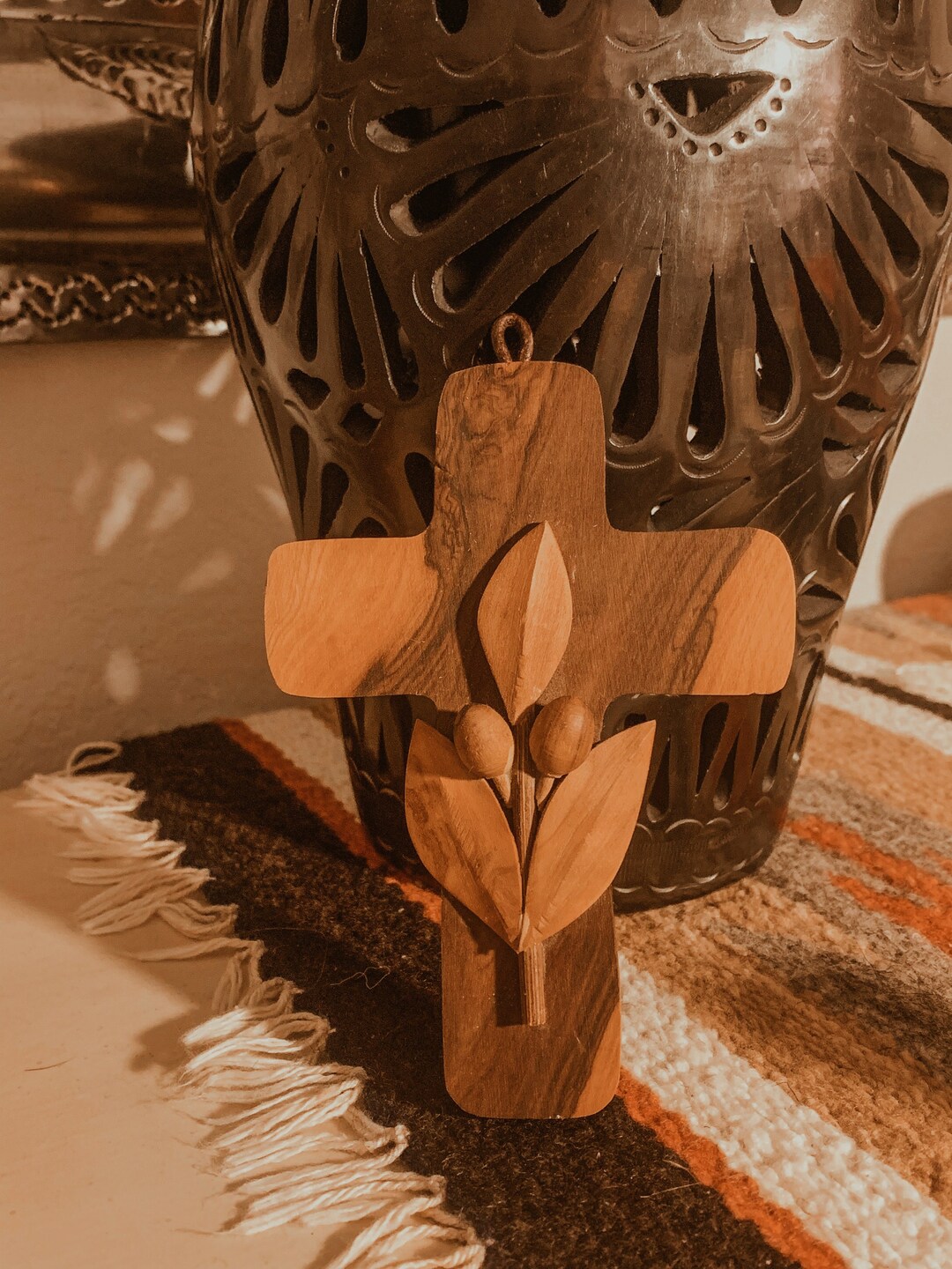 Vintage Handcarved Olive Wood Cross,wall Hanging,wall Cross,olive Wood ...