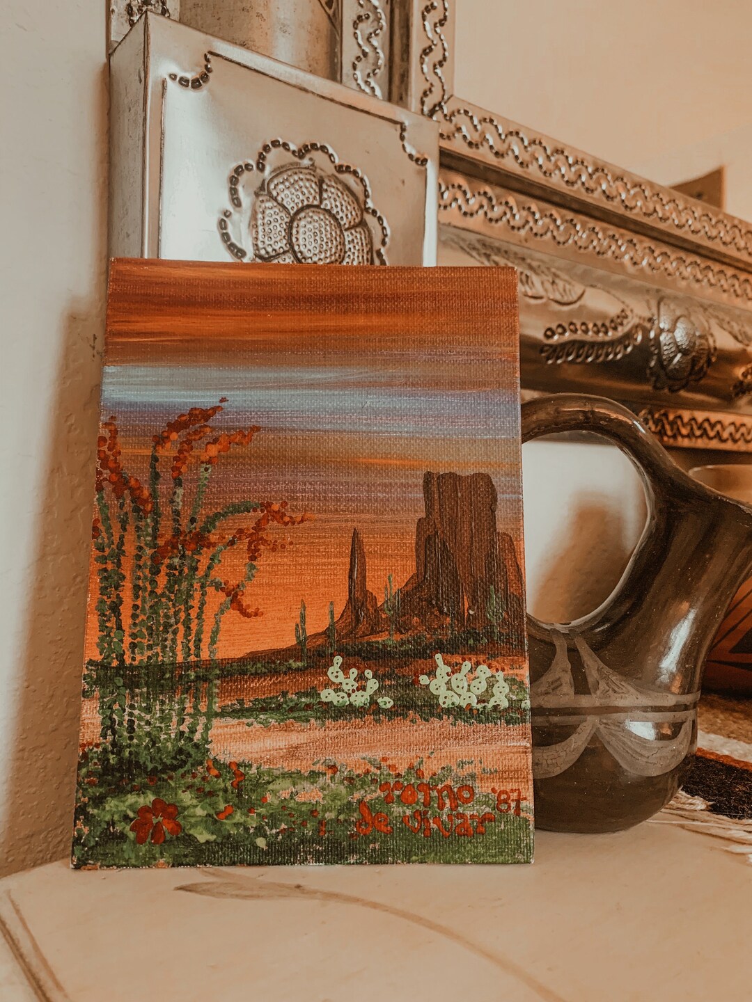 Vintage April Romo De Vivar Oil Painting,desert Art,southwestern Style ...