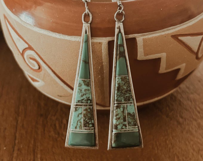 Vintage Native Turquoise Earrings,slab Turquoise Earrings,navajo ...