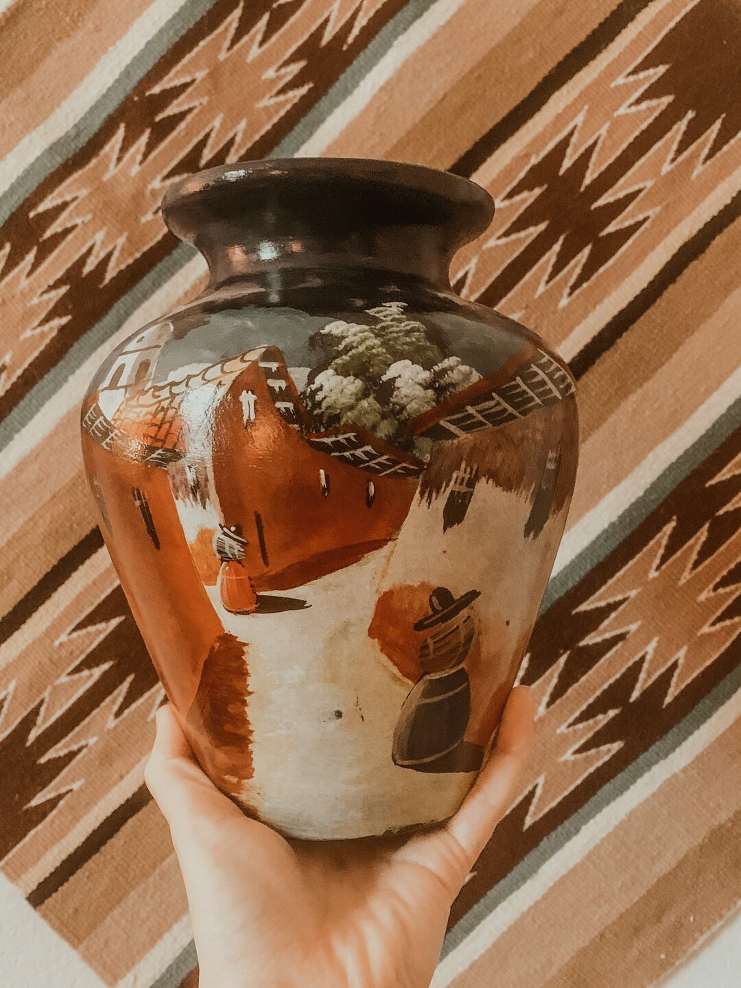 Vintage Mexican Folk Art Vase,peruvian Pottery,mexican Vase,folk Art ...