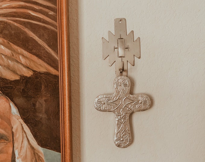 Vintage Wall Hanging,mexican Tin Cross,hanging Cross,wall Decor,made in ...