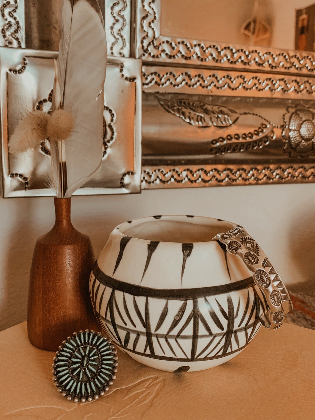 Vintage Taos Pueblo Pot,native American Pottery,vase,pot,black and ...