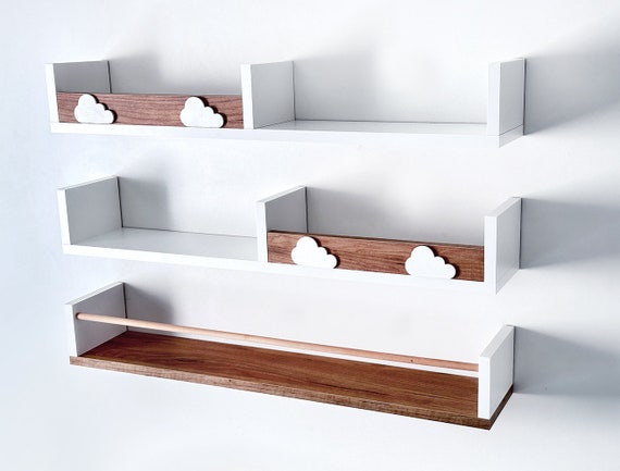 Floating Shelves Nursery Scandinavian Shelves for Girls Room Cute Floating Shelf With Rod Wall Bookshelf Kids White Bookshelves Etsy UK