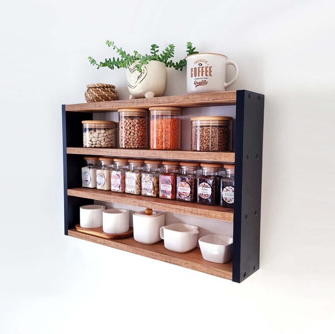 Hanging Spice Rack, Wall Mount Spice Shelf, Large Spice Rack for Wall ...