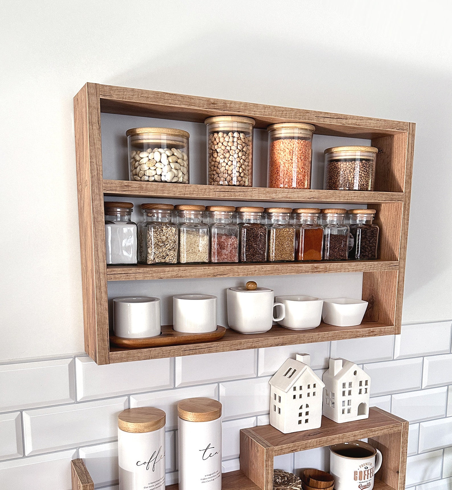 Hanging Spice Rack, Wall Mount Spice Shelf, Large Spice Rack for Wall ...