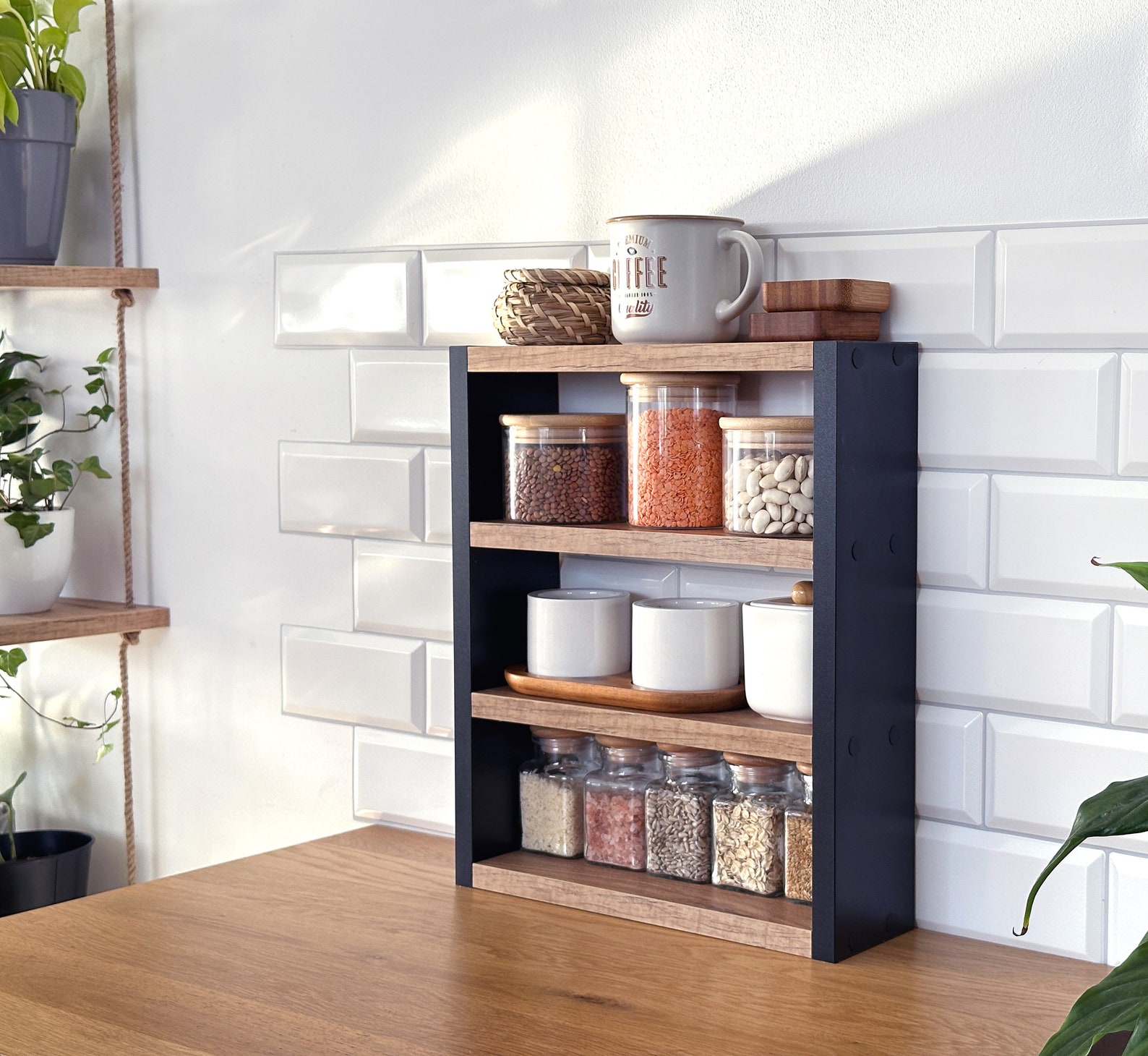 Kitchen Counter Shelf, Countertop Spice Rack, Kitchen Countertop Shelf ...