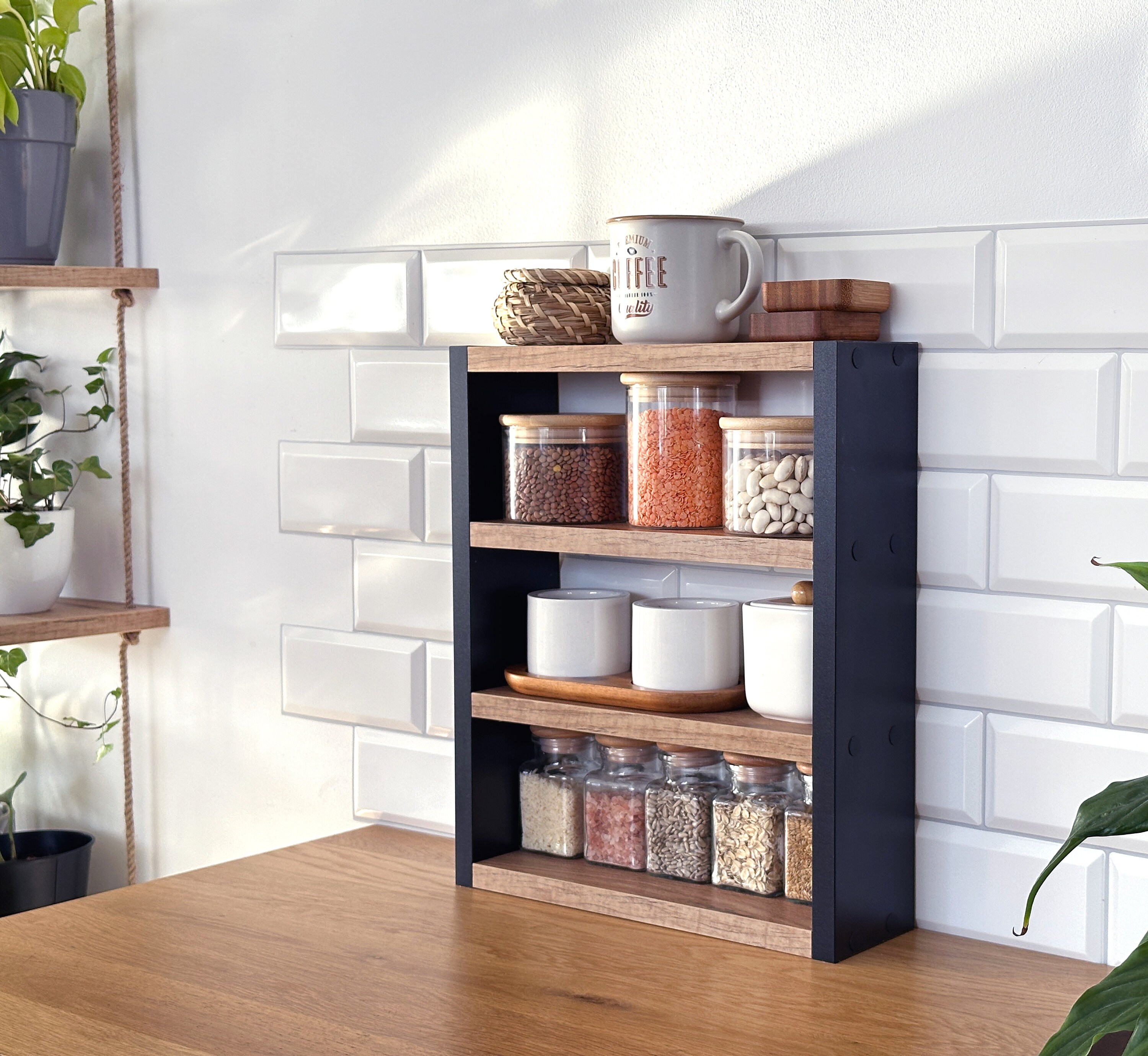 Kitchen Counter Shelf, Countertop Spice Rack, Kitchen Countertop Shelf ...