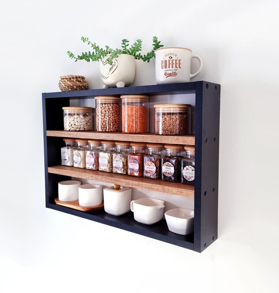 Hanging Spice Rack, Wall Mount Spice Shelf, Large Spice Rack for Wall ...