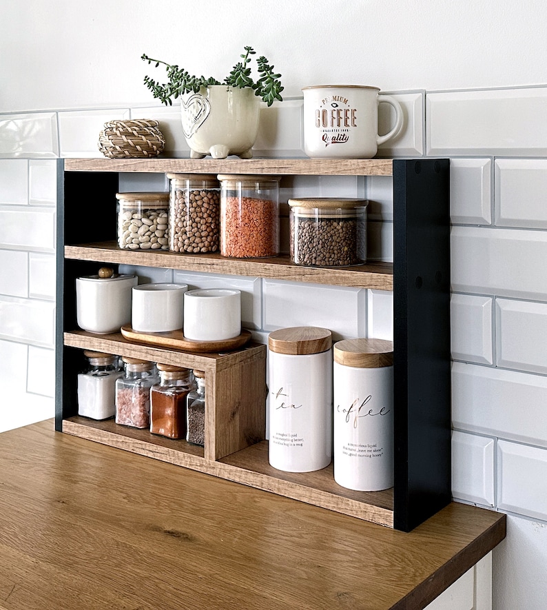 Kitchen Counter Shelf, Countertop Spice Rack, Kitchen Countertop Shelf ...