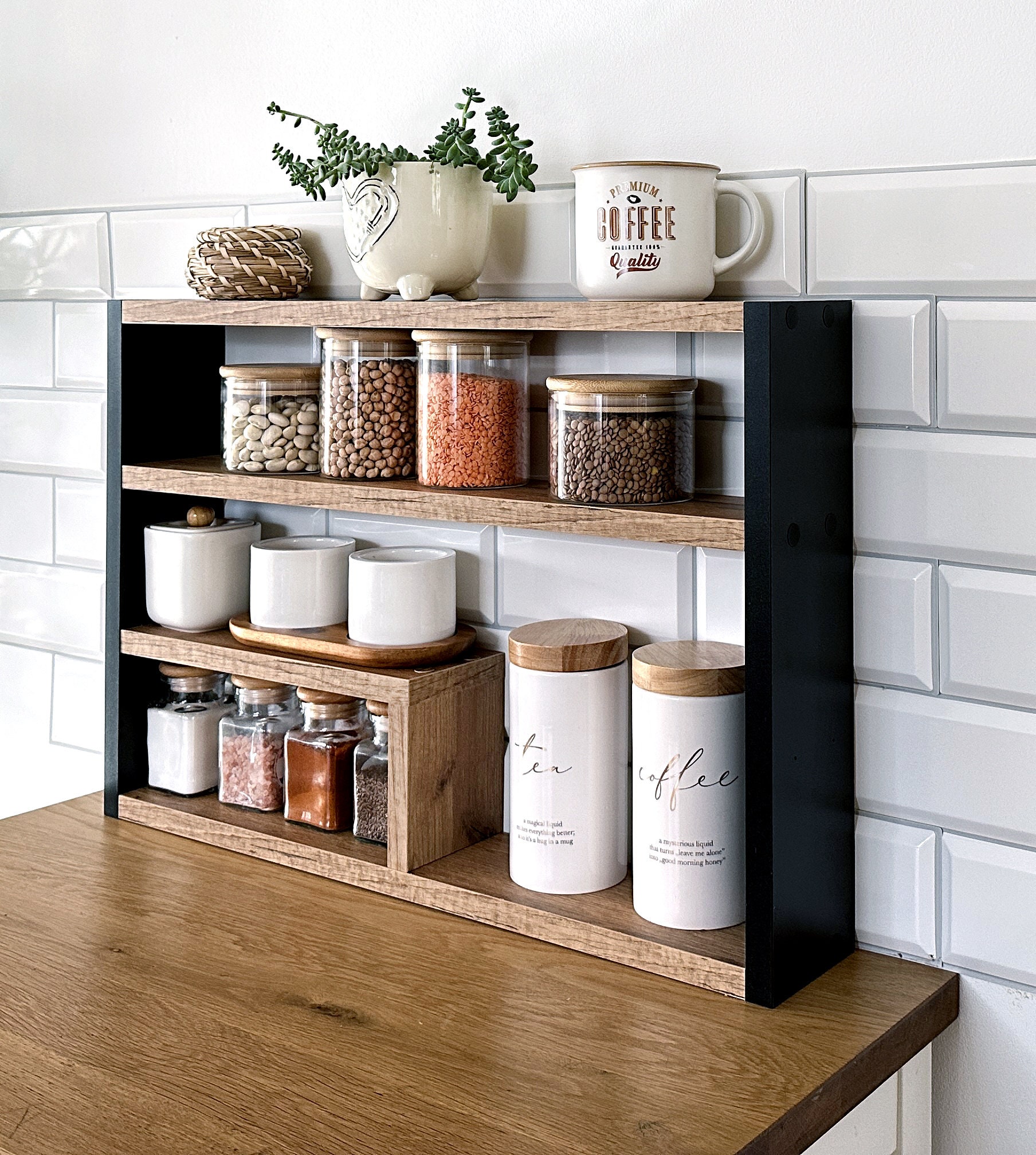 Kitchen Counter Shelf, Countertop Spice Rack, Kitchen Countertop Shelf ...