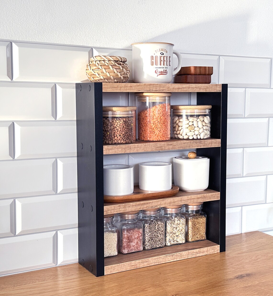 Kitchen Counter Shelf, Countertop Spice Rack, Kitchen Countertop Shelf ...