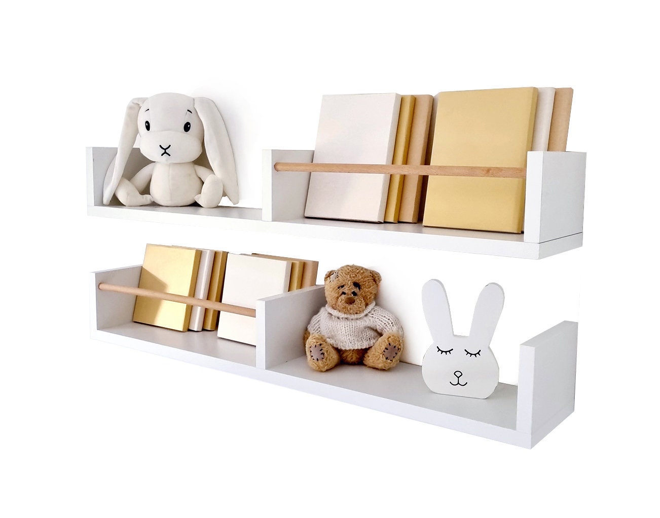 White Floating Shelves Nursery, Scandinavian Shelves for Girls Room ...
