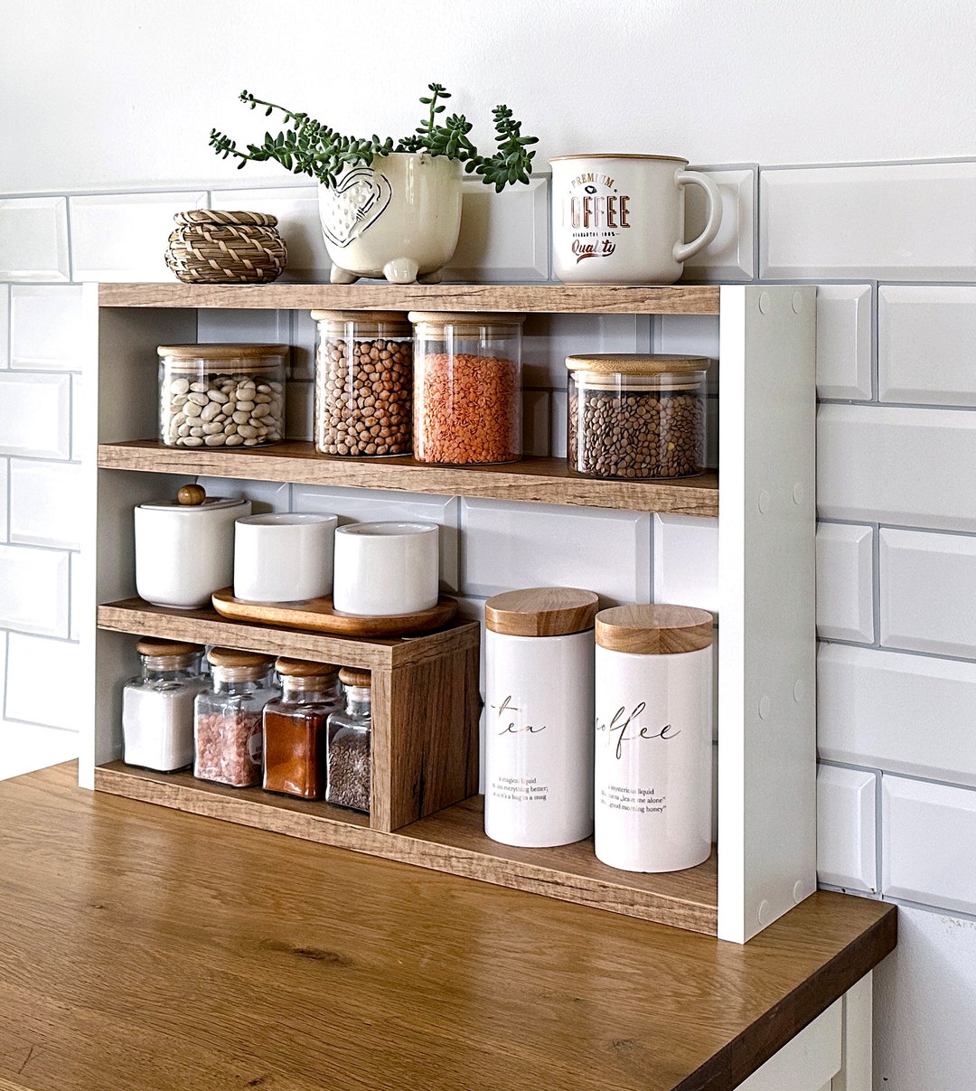 Kitchen Counter Shelf, Countertop Spice Rack, Kitchen Countertop Shelf ...