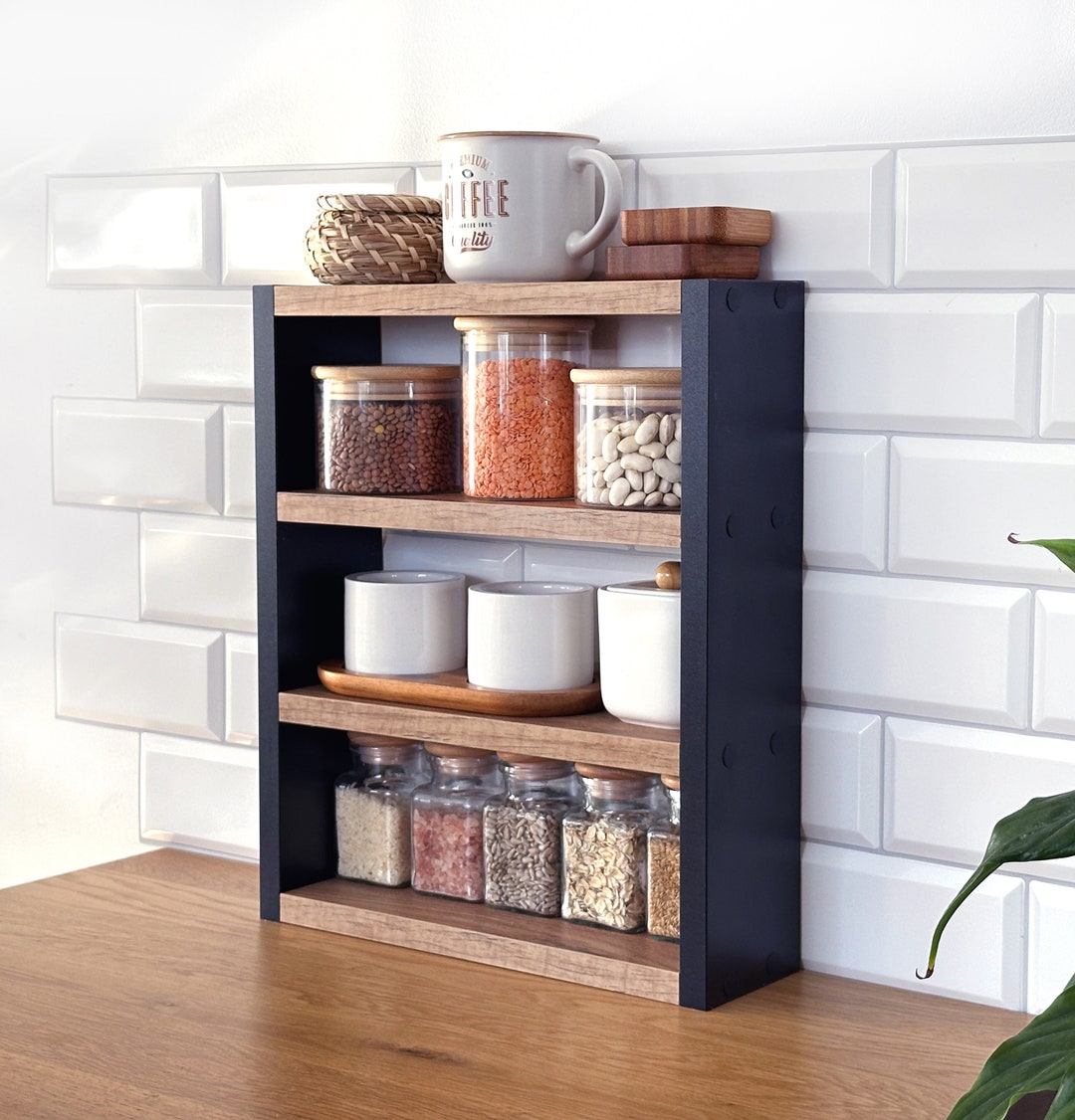 Kitchen Counter Shelf, Countertop Spice Rack, Kitchen Countertop Shelf ...