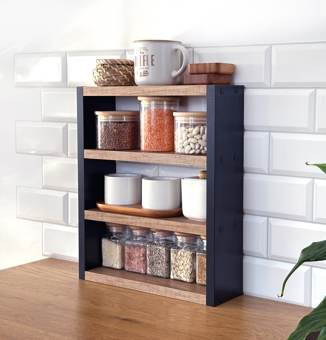 Kitchen Counter Shelf, Countertop Spice Rack, Kitchen Countertop Shelf ...