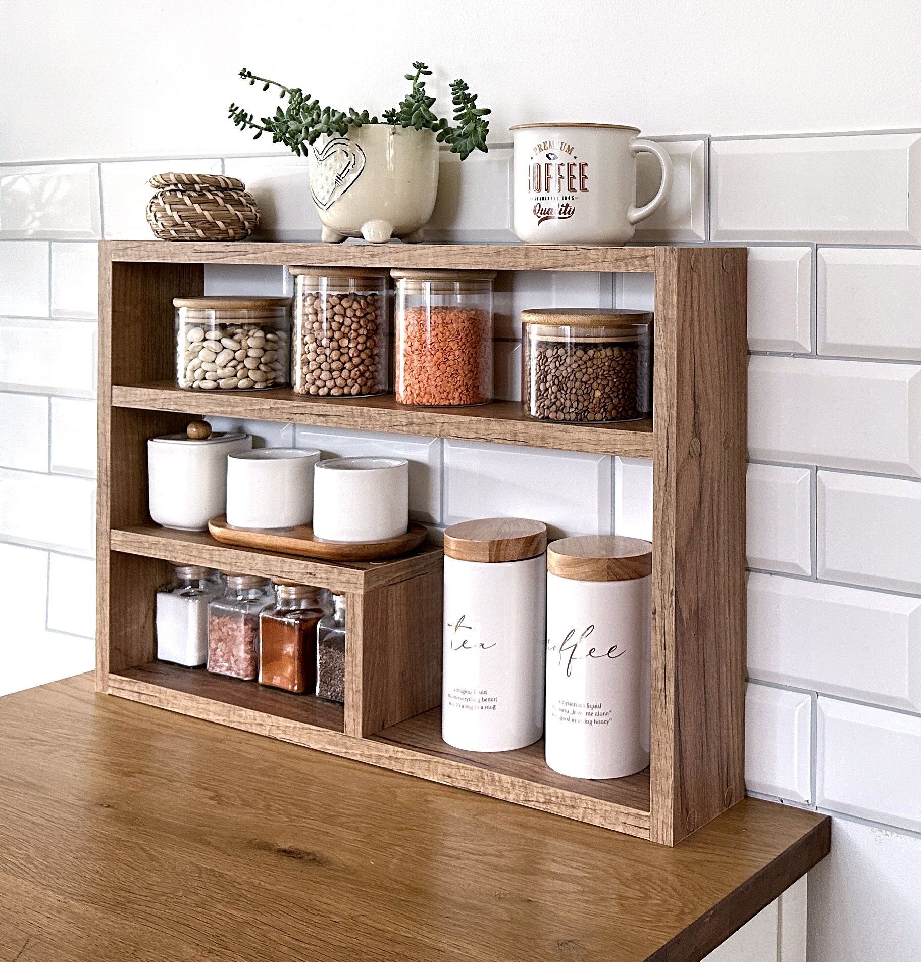 Kitchen Counter Shelf, Countertop Spice Rack, Kitchen Countertop Shelf ...