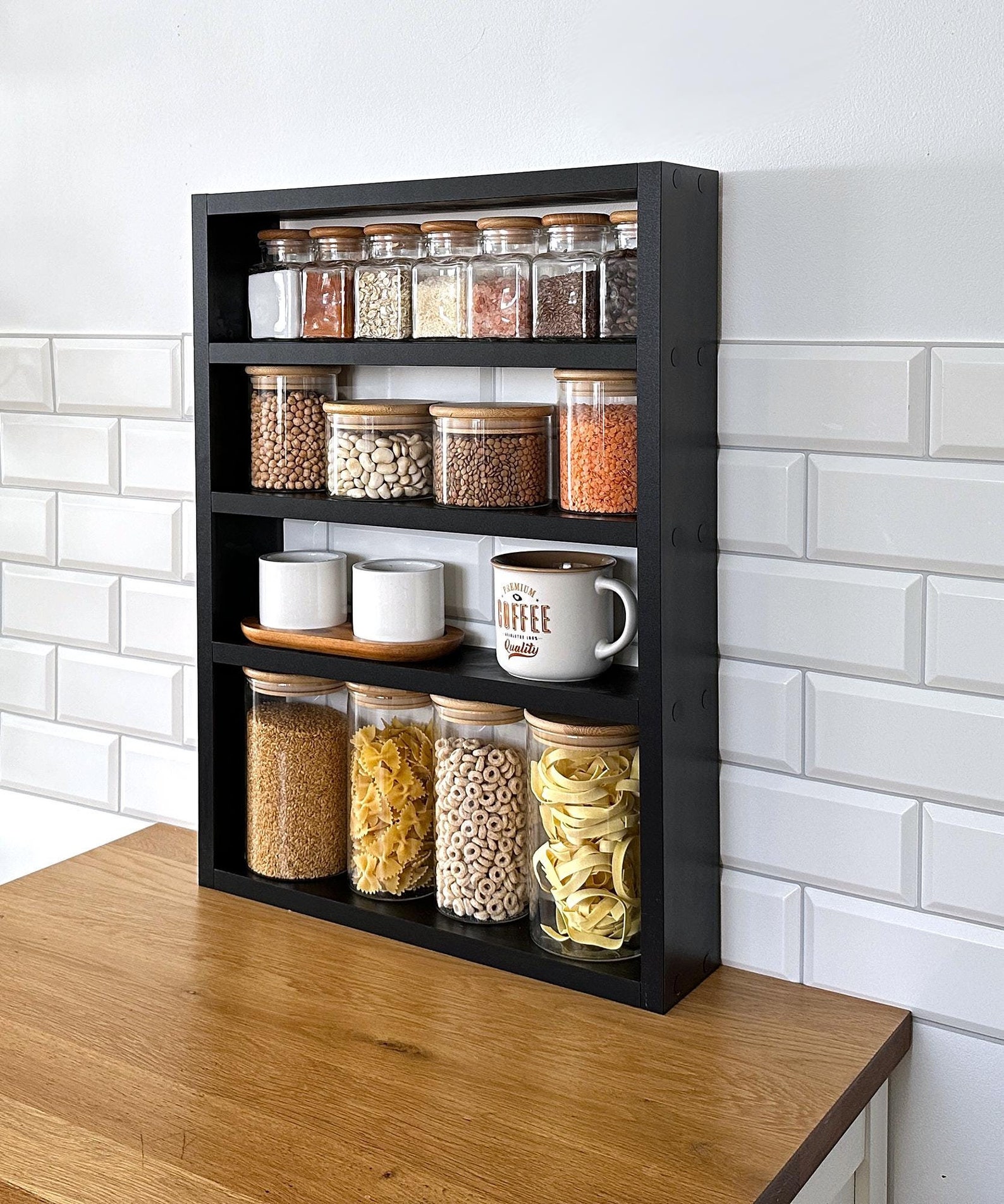 Kitchen Counter Shelf, Countertop Spice Rack, Kitchen Countertop Shelf ...