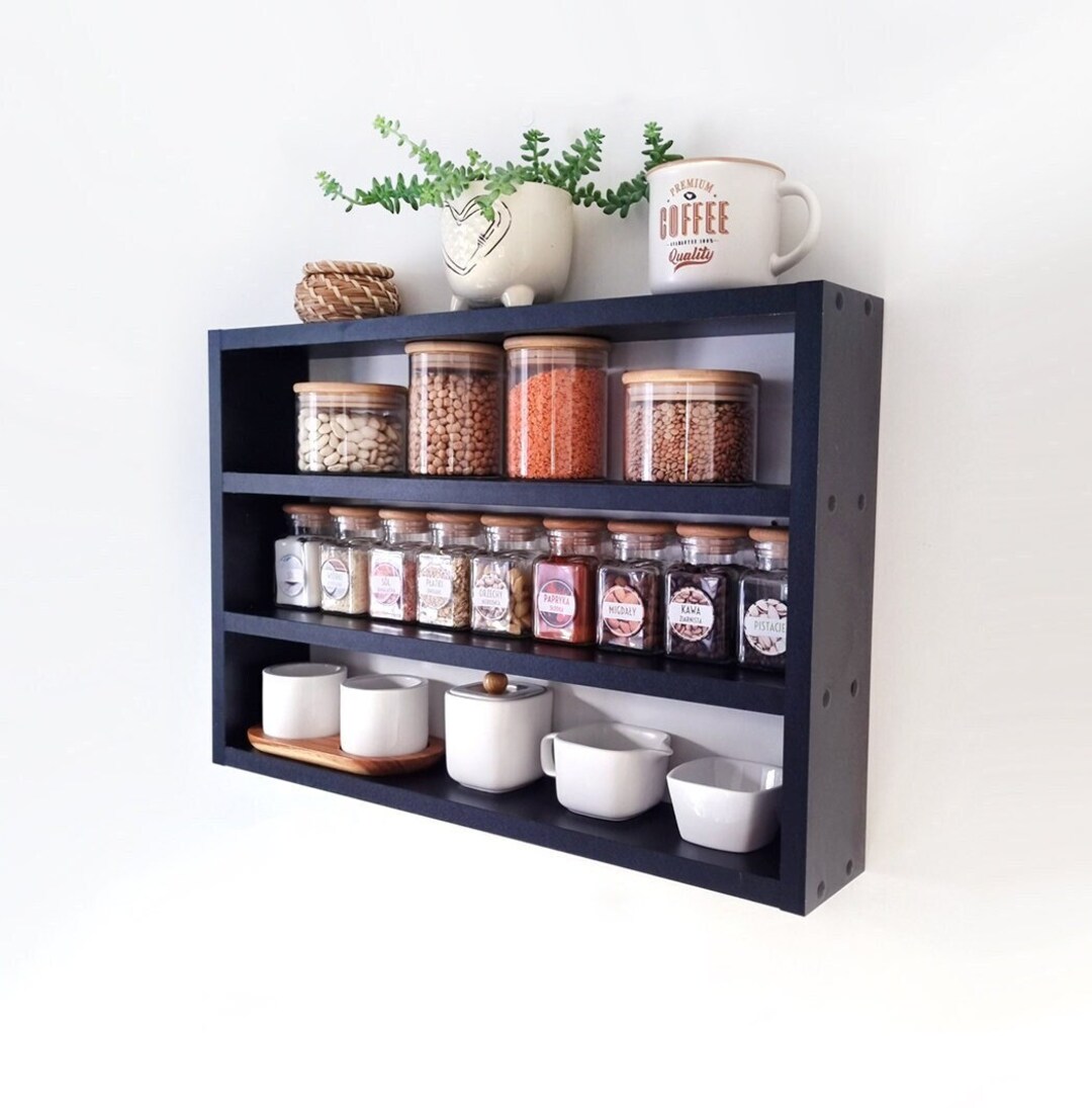 Hanging Spice Rack, Wall Mount Spice Shelf, Large Spice Rack for Wall ...