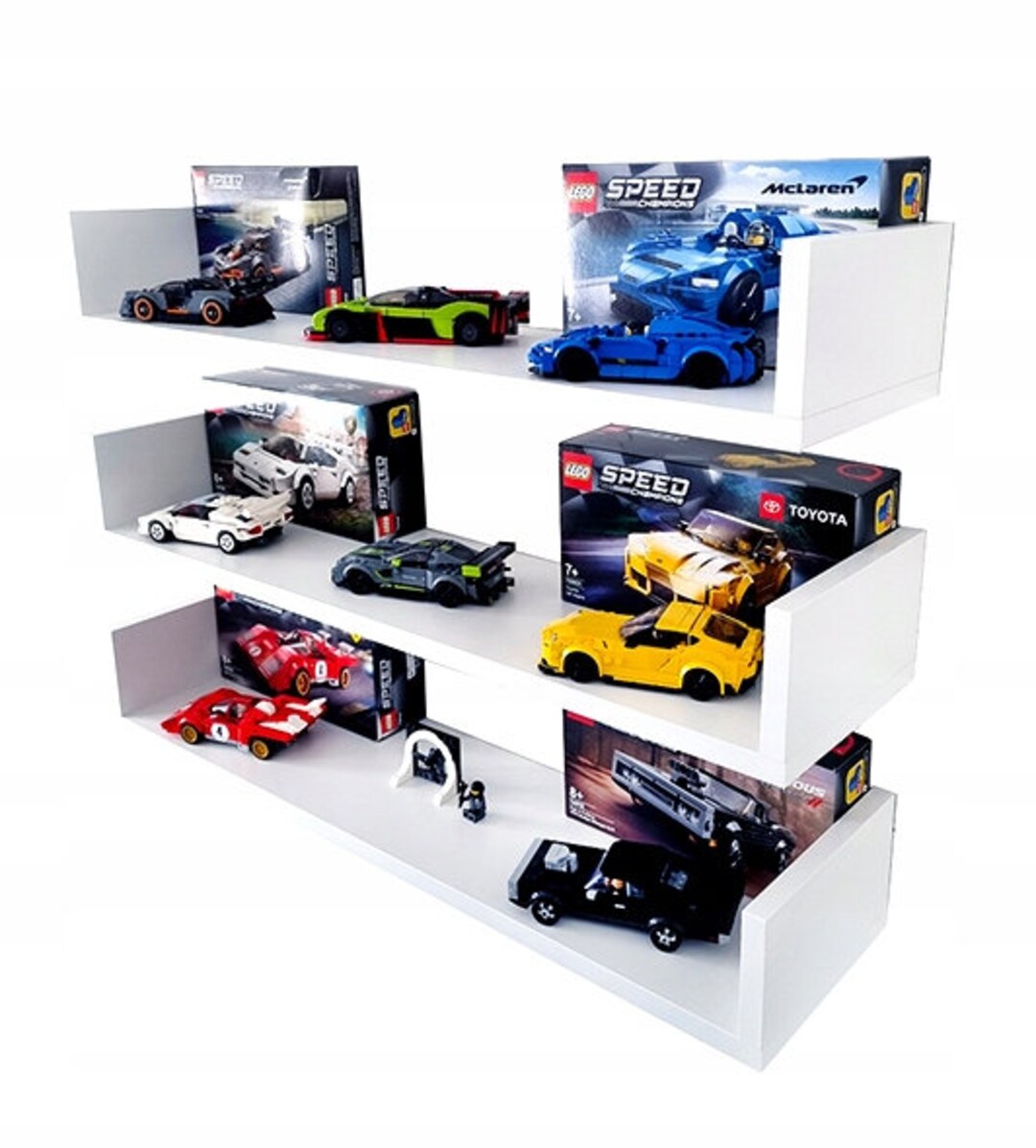 Wall Mounted Floating Shelves White With Ends, Set of Three White Wall ...