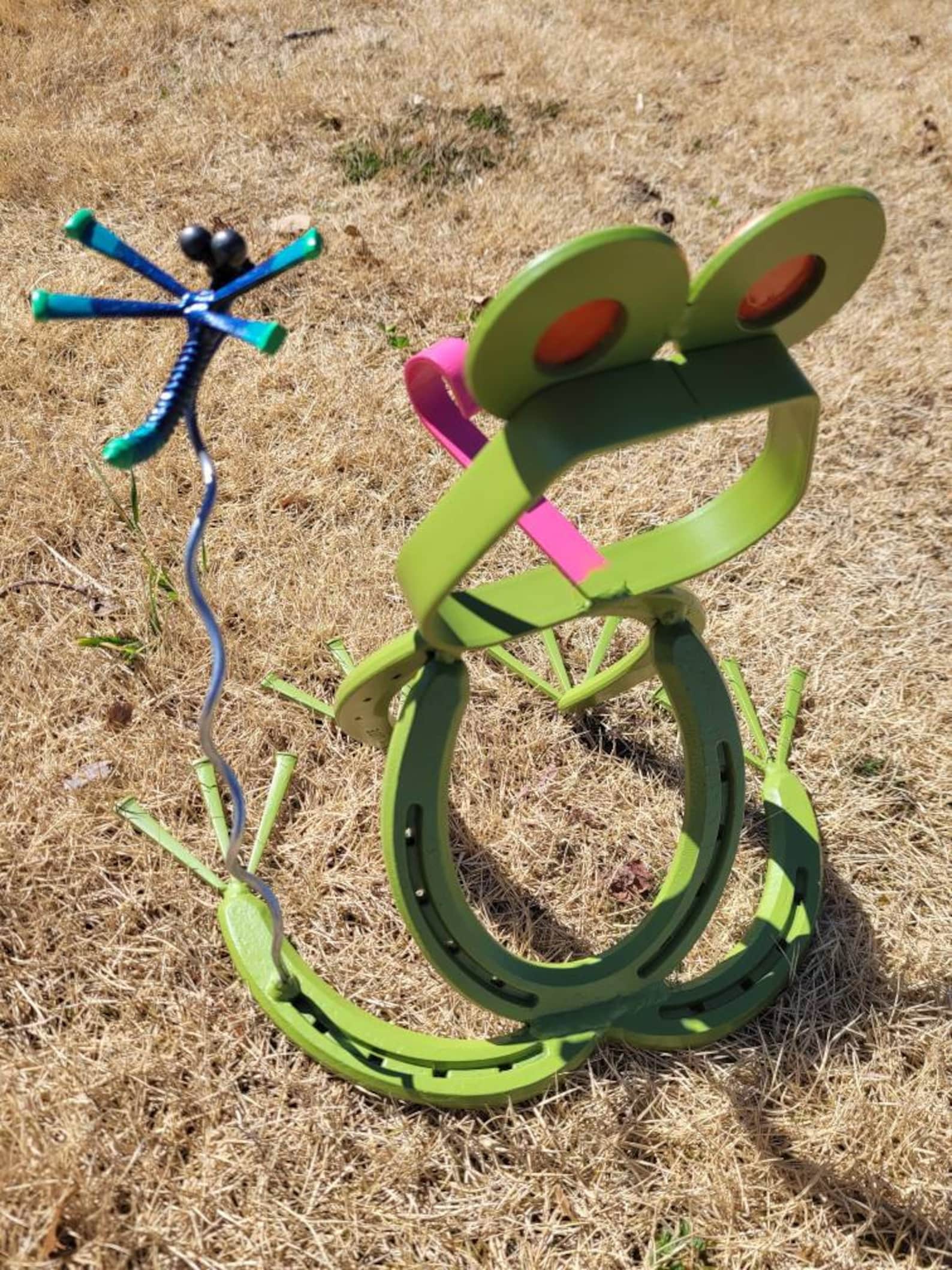 Horseshoe Frog, Yard Art Frog, Frog Yard Decoration, Horseshoe Yard Art ...