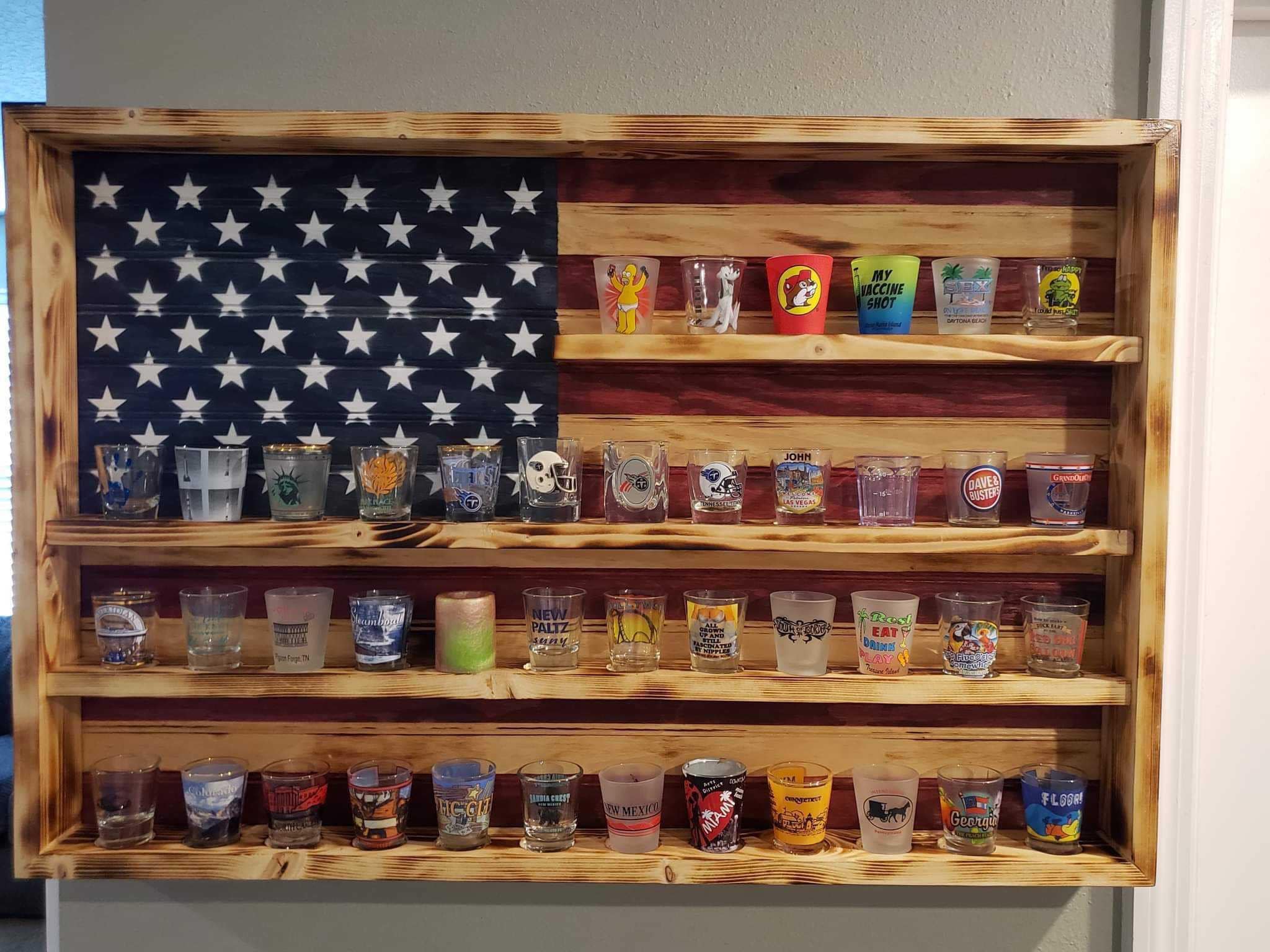 Shot glass display case for 50 states store