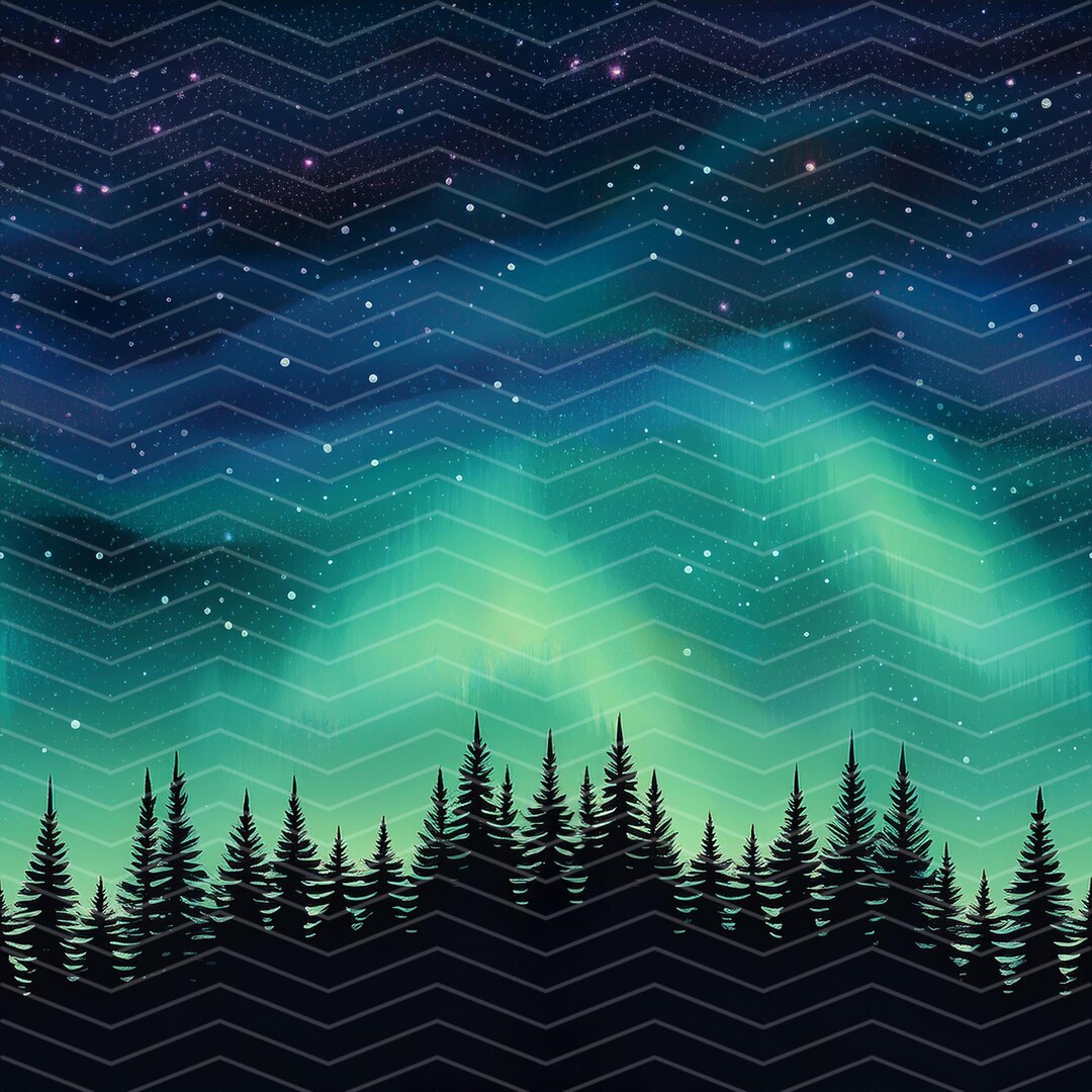 Northern Lights 2 Seamless Pattern PNG | Digital Download - Etsy